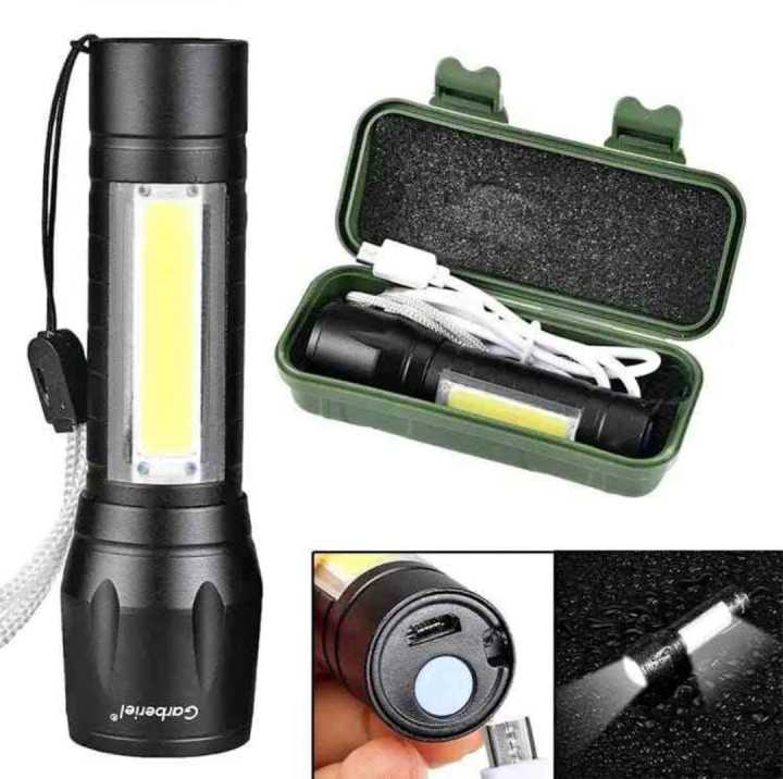 Mini Rechargeable LED Flashlight Torch COB+XPE Portable Torch Zoomable ...