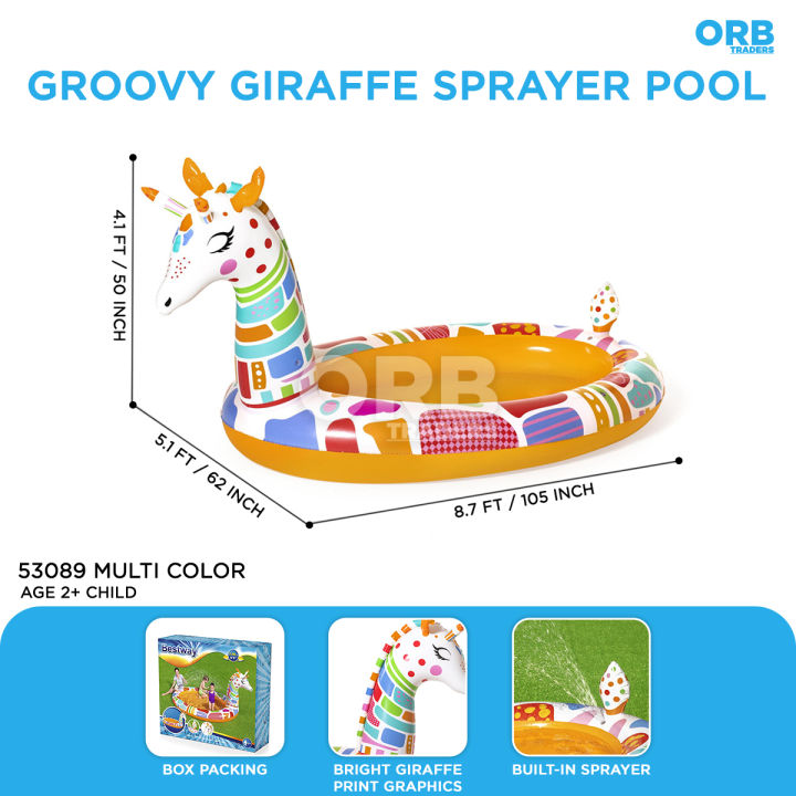 Bestway 53089 Groovy Giraffe Sprayer Pool Inflatable Swimming Pool For ...