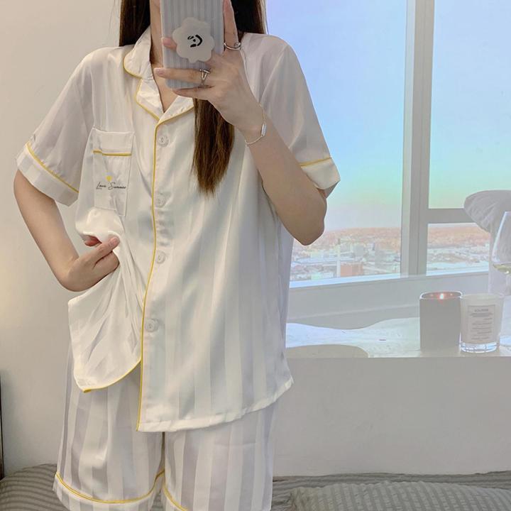 Pajamas women's Xia Bingsi high-end short-sleeved 2022 new lace pure ...