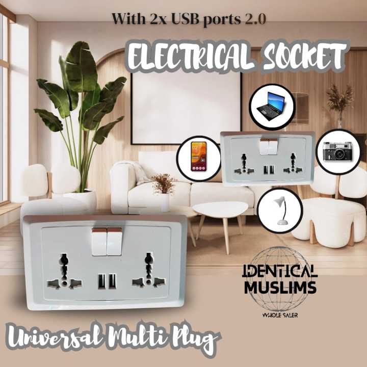 Premium Electrical Socket with Dual USB Ports (2.0) | Wall Power Outlet ...