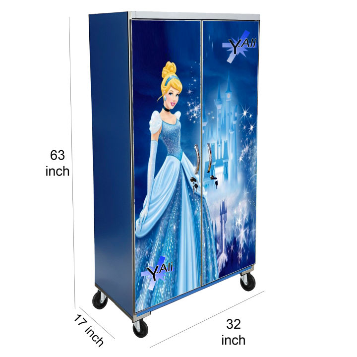 5 Feet cinderella Theme wooden Sheet Wardrobe For Kids Cupboard Almari ...