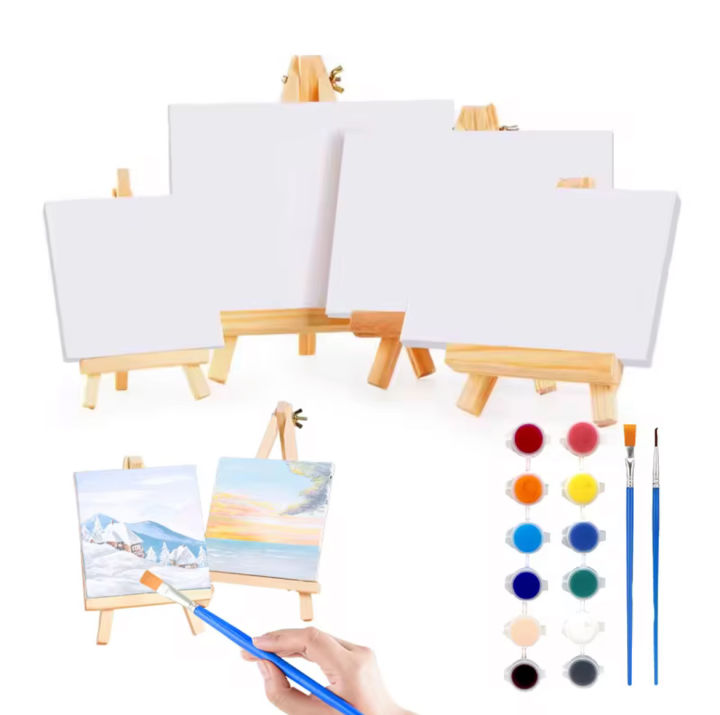 Canvas Painting Set (4X4 Blank Canvas with Stand And 6 Colours with ...