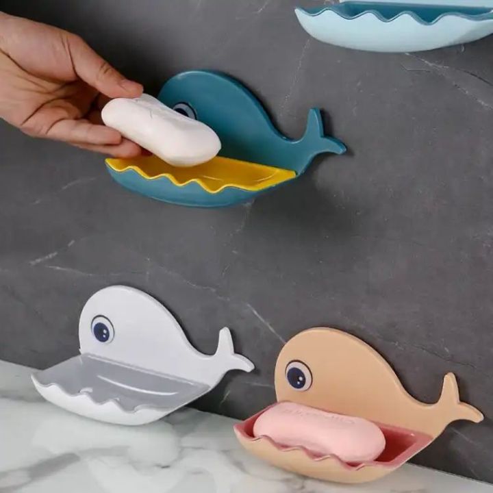 Fish Shape Soap Box Bathroom Drain Soap Holder Rack Self Adhesive Wall ...