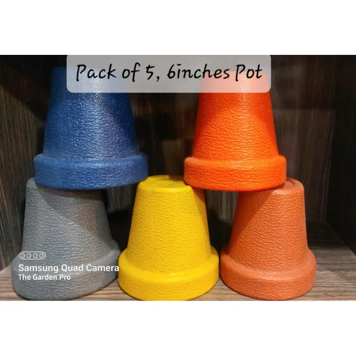 Pack of 5 6inchs Pot, Fiber Plastic Colorful Pots, 6inches pot pack of ...