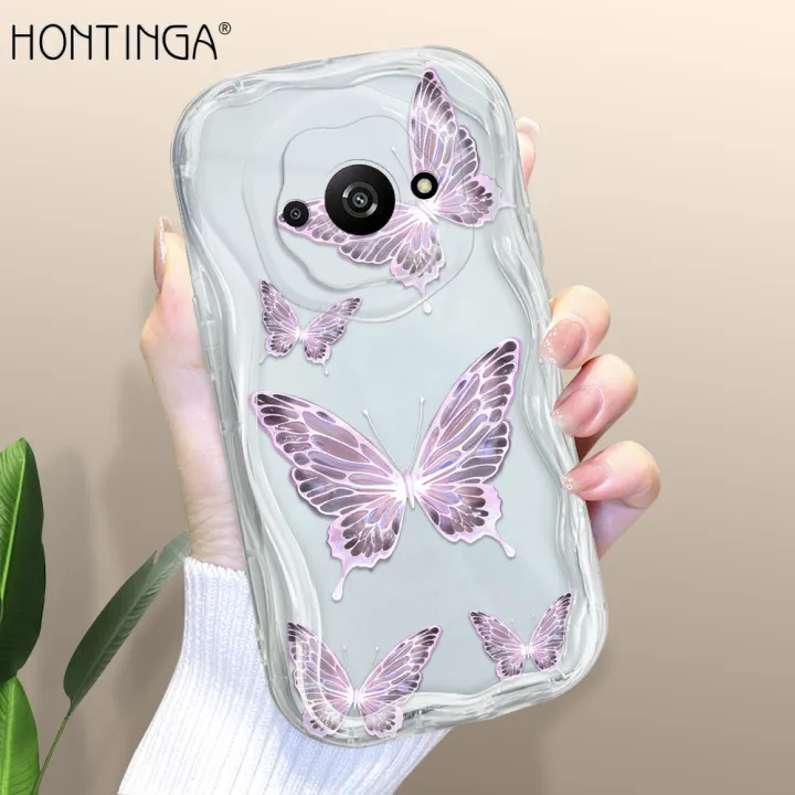Hontinga for Redmi A3x Redmi A3 Back Cover Beautiful Butterfly Cream ...