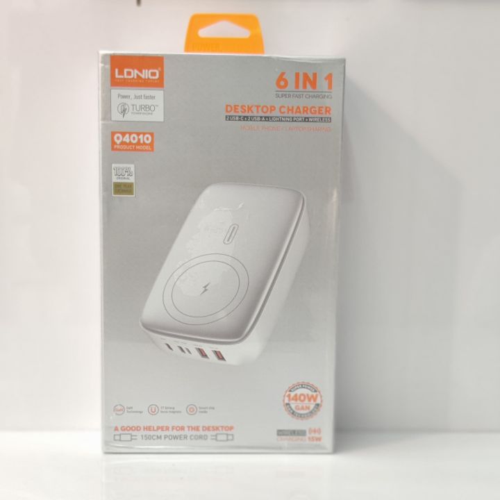 LDNIO Q4010 140W 6-in-1 GaN Desktop Charger | 15W Wireless Fast ...
