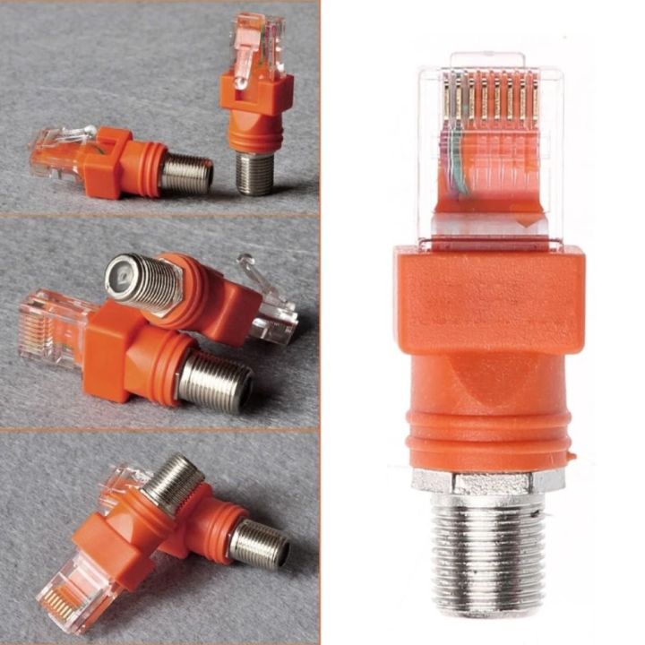 RJ45 Male Plug to F TV Female Jack Coaxial Barrel Coupler Adapter RJ45 ...