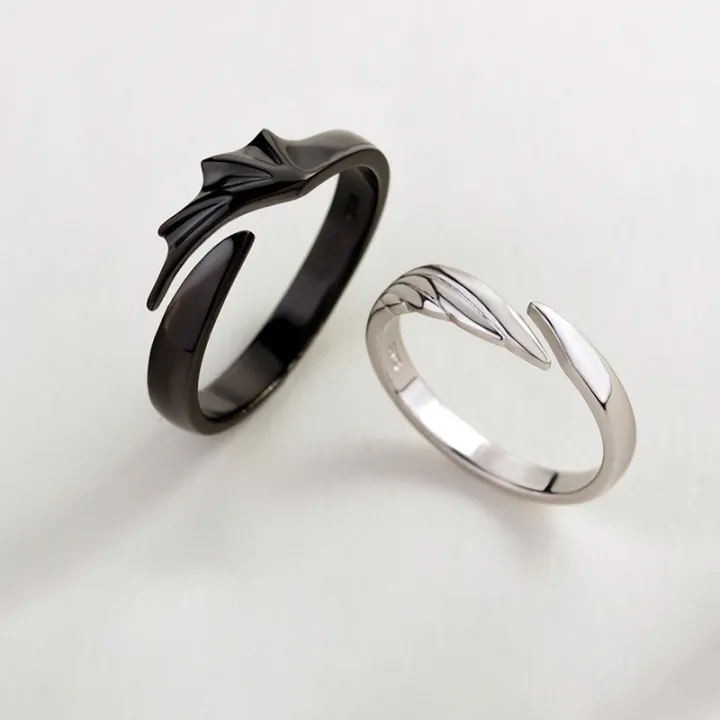 Matching Set Couple Rings Jewelry Angel Devil Adjustable Engagement ...