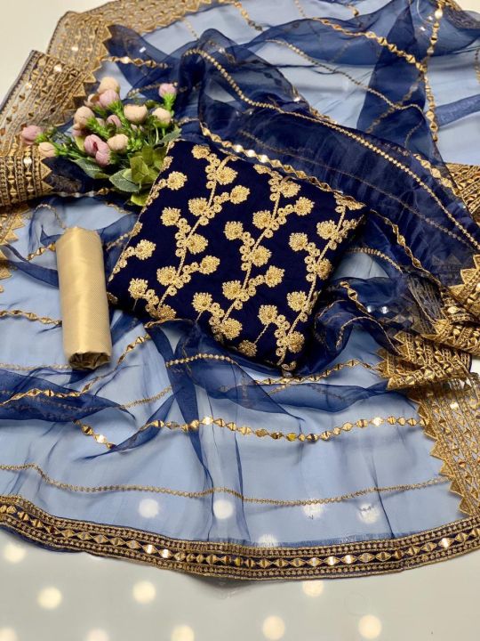 Multani Dress Chiffon Embroidery Shirt self masori Trouser And Indian ...