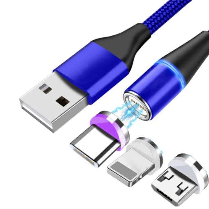 LED Magnetic USB Cable Fast Charging Type C Micro USB Cable Magnet ...
