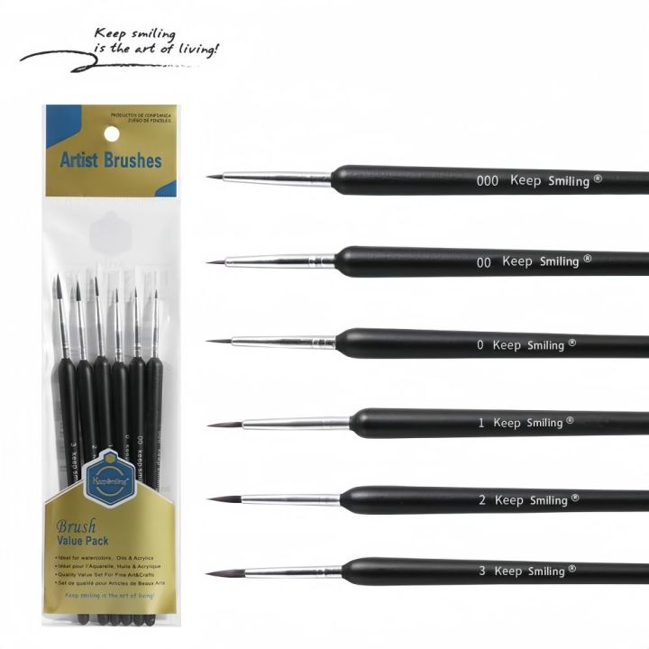 Keep Smiling 6pcs Detail Paint Brushes Drawing Nylon Hook Line Pen for ...
