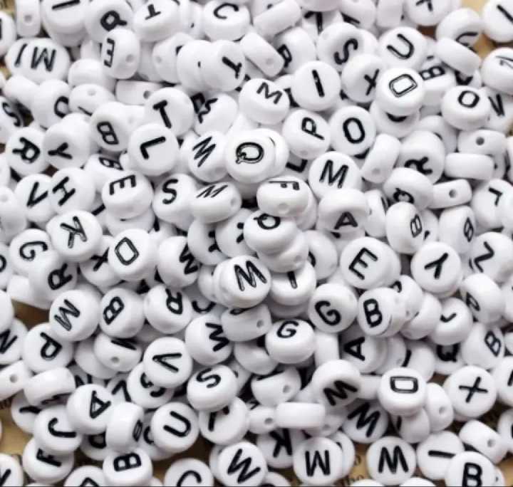 Premium White Alphabet “A to Z” Beads – Beads for Jewellery Making ...
