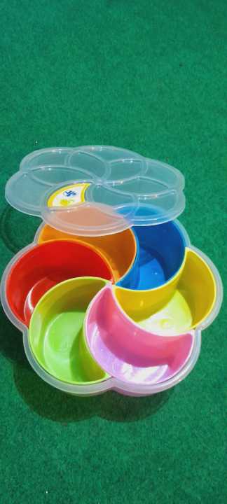 "Multi-Purpose Spice Container Box - 6 Portion Plastic Masala Box with ...
