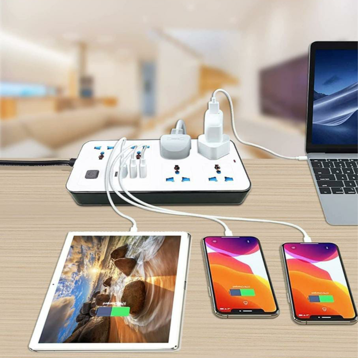 Smart Universal Extension Board Multi Power Plug With 6 Power Sockets ...