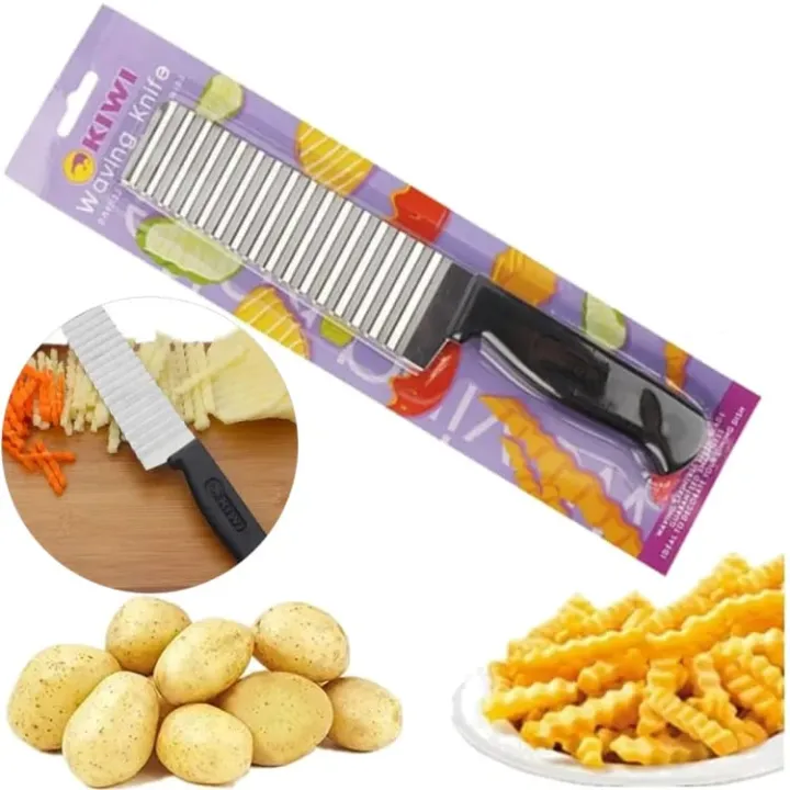 Zig Zag Potato & Veggie Slicer – Stainless Steel Crinkle Cutter Knife ...