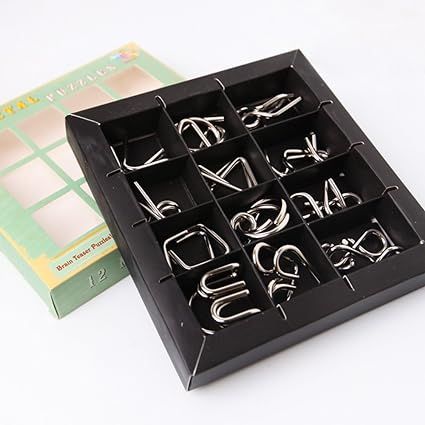 12-Piece Metal Wire Puzzle Magice Brain Teaser IQ Test Wire Toy ...