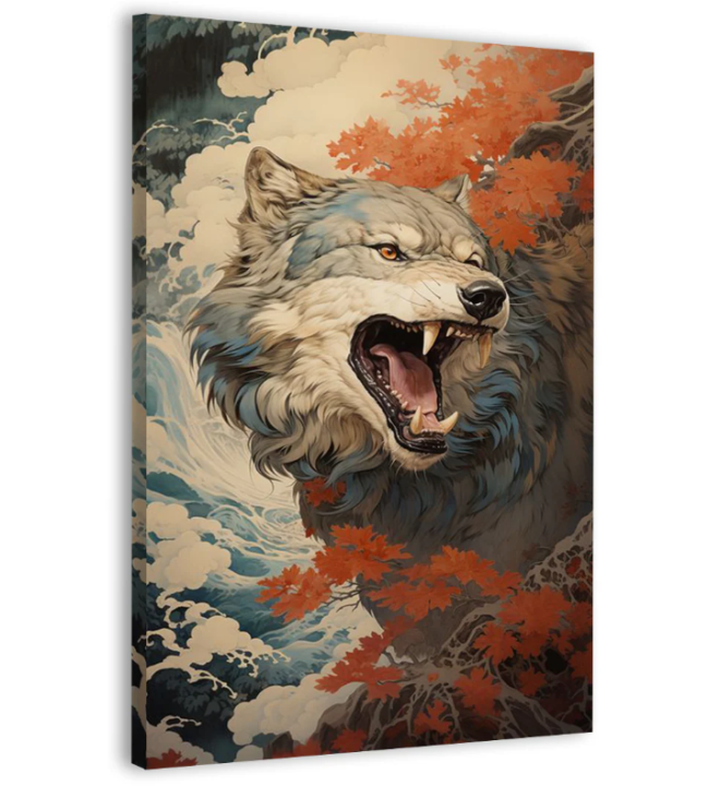 Premium White Wolf Canvas Frames Wall Art | Daraz.pk