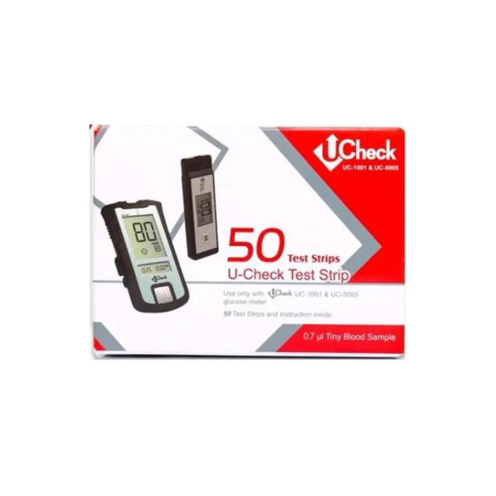 Ucheck Blood Glucose Glucometer Sugar Machine Test Strips - 50 strips ...