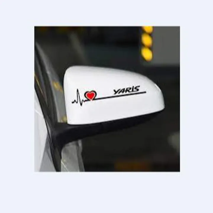 2pcs YARIS side mirror stickers heartbeat BLACK .car exterior ...