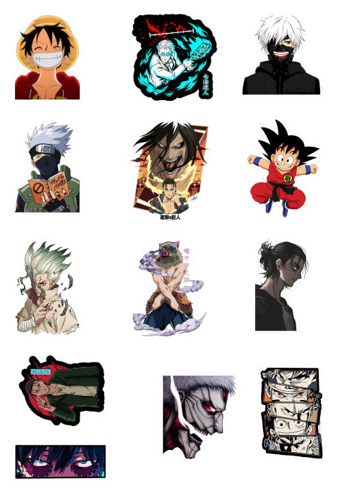 Anime Stickers -for mobile back, Laptop, dairy and for decorating your ...