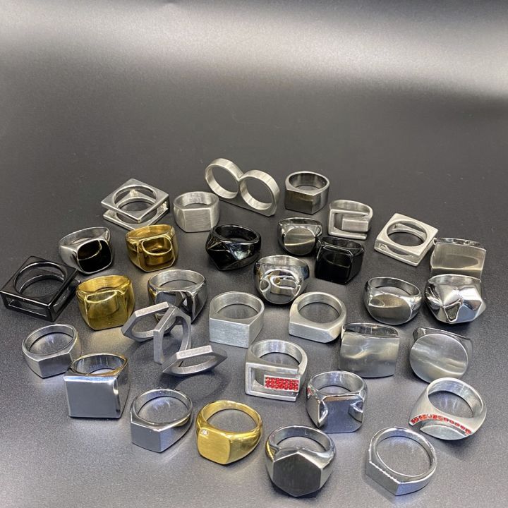 stainless steel rings for men Plain Ring Mirror Polish Knuckle heart ...