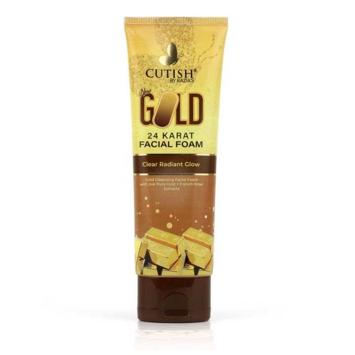 CUTISH GOLD 24 KARAT FACIAL FOAM Clear Radiant Glow 100g | Daraz.pk