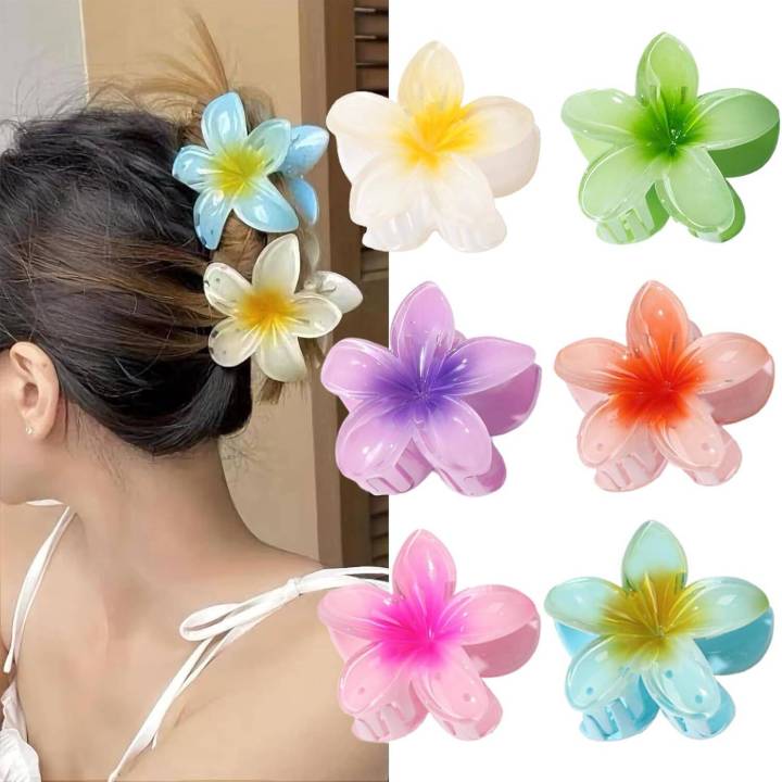 2PC Gradient Flower Hair Styling Accessories Set Beach Style Hairpins ...