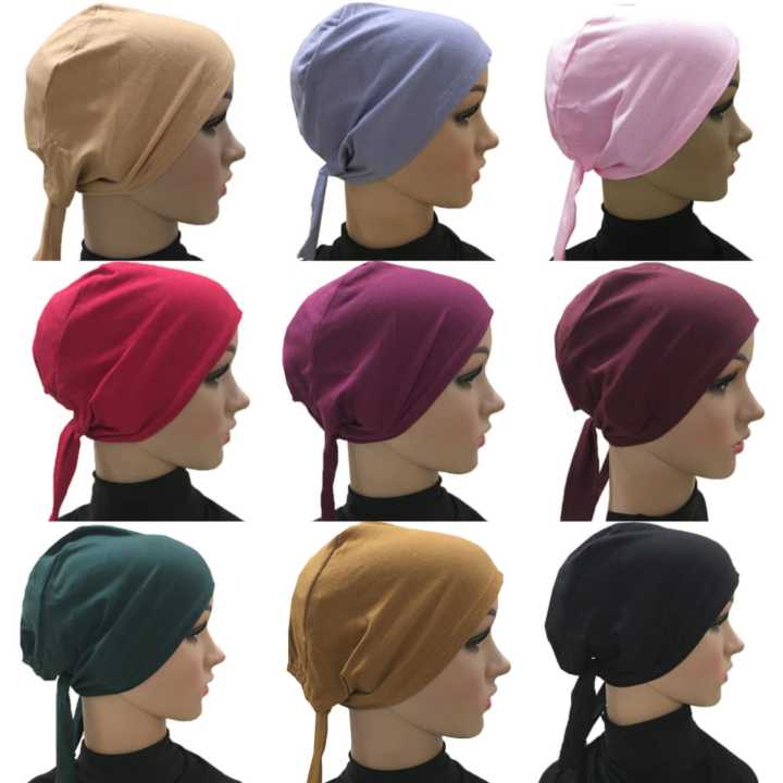 Pack of 6 Inner Muslim hijab cap -Tie back hijab cap | Daraz.pk