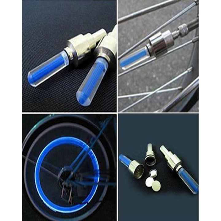 2 Pcs LED Flash Waterproof Bicycle Accessories Wheel Tyre Tire Valve ...