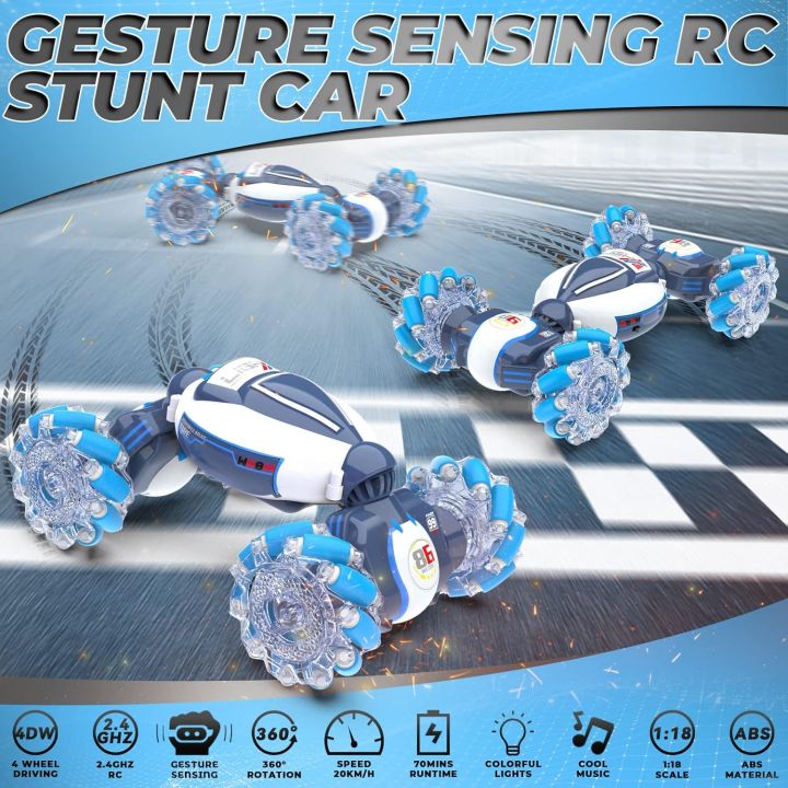 Gesture Sensing RC Stunt Car - Boys Toys Age 6-12, 360° Rotating 4WD ...