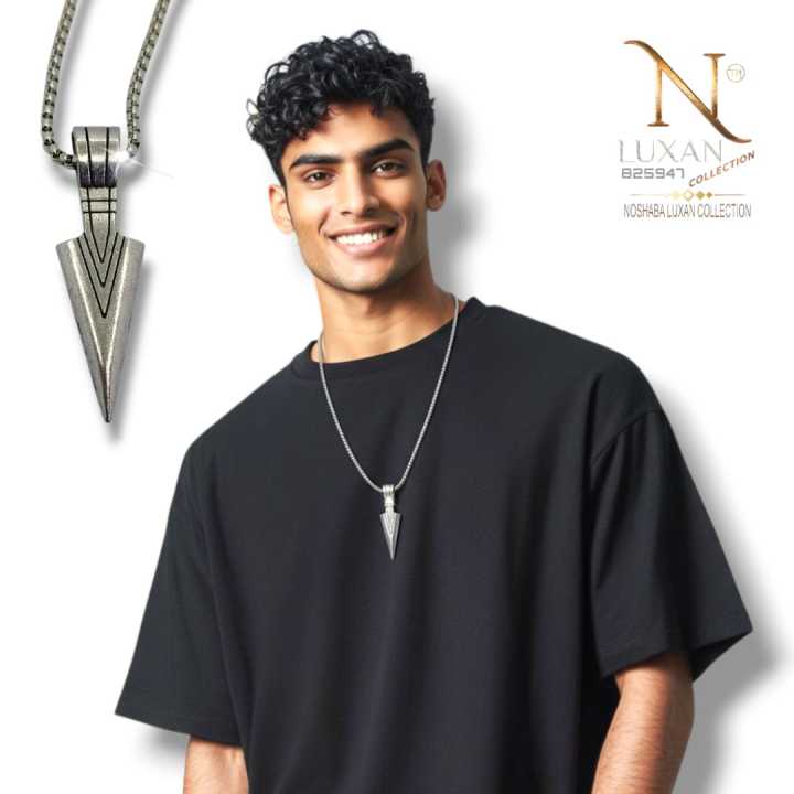 Boys & Mens Long Arrow Pendant Necklace – 24 Inch Stainless Steel Chain ...