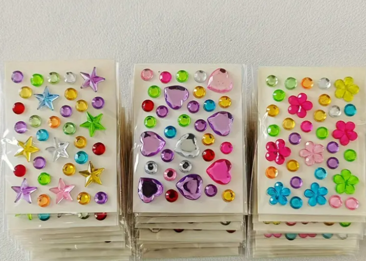 Mini Heart & Star Diamond Stickers – Bright Acrylic Floral Decals for ...