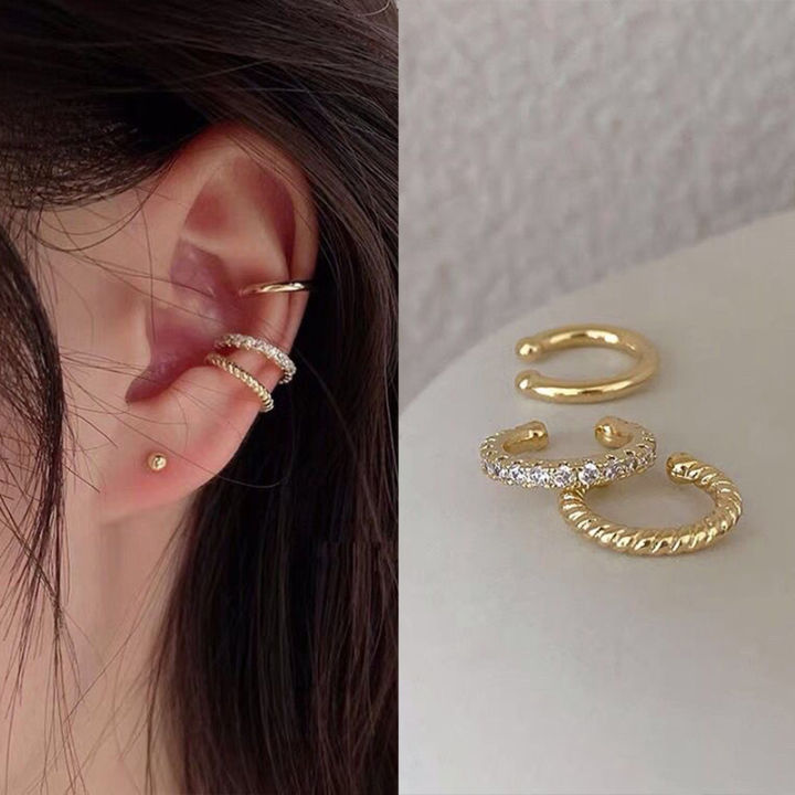 3pcs/set Fashion Ear Cuffs Without Piercing Ear Clip Earrings Non ...