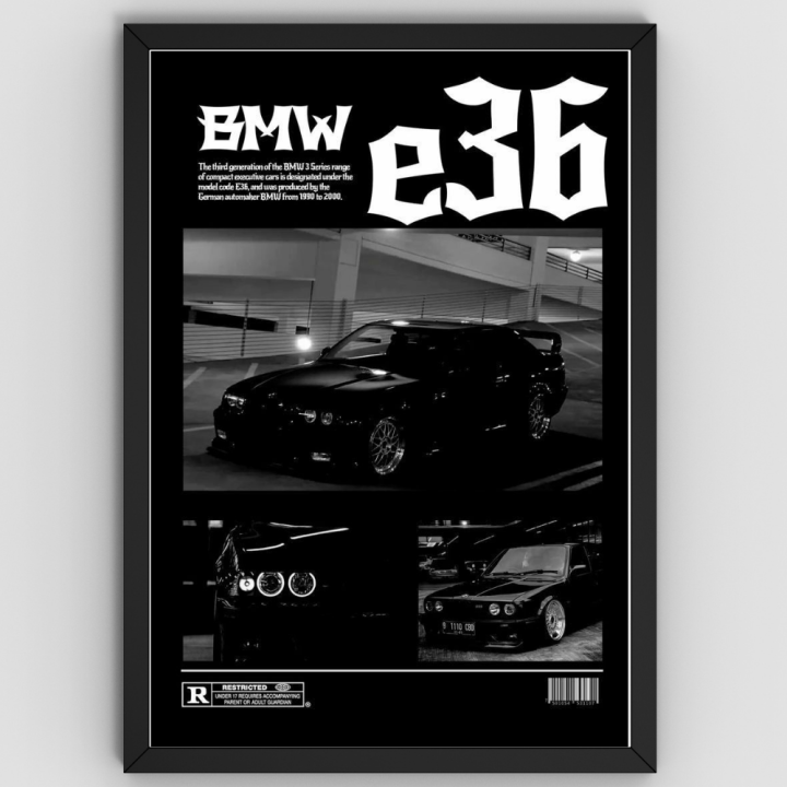 Premium Crystal Wooden Frame Black Retro Sports Car Poster | Aggressive ...