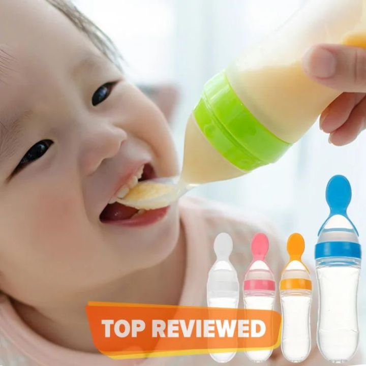 Baby Spoon Feeder Milk Bottle Silicone Squeeze Safe Pacifier Baby Spoon ...