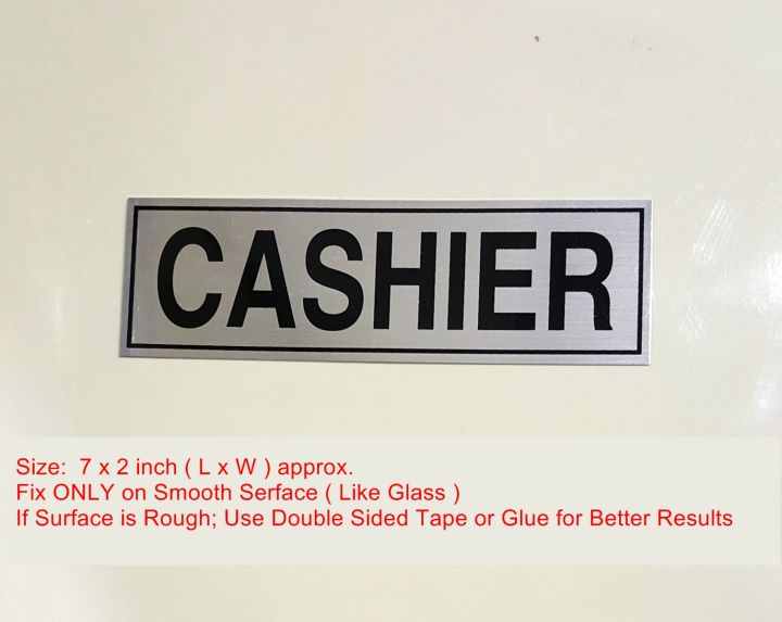 (1 or 2 Piece) CASHIER Name Plate - Imported Self-Adhesive Aluminum ...