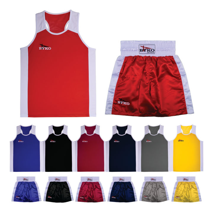 BYKO Boxing Shorts and Vest Set - Pro Training Sparring Fight Boxing ...