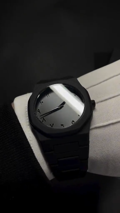 Arabic Black Aura Watch – Men’s Modern Quartz Watch with Stainless ...