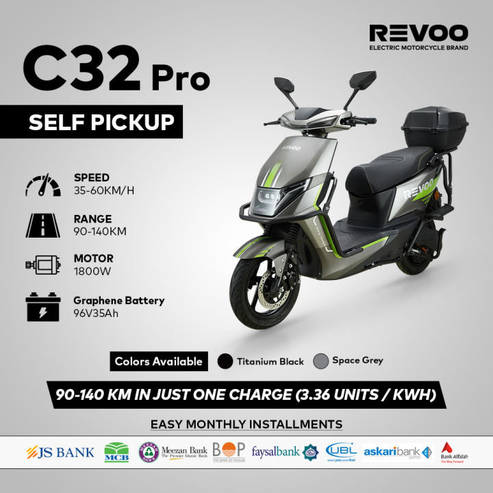 Revoo C32 Pro Electric Scooter E-bike - Black / Grey | Daraz.pk