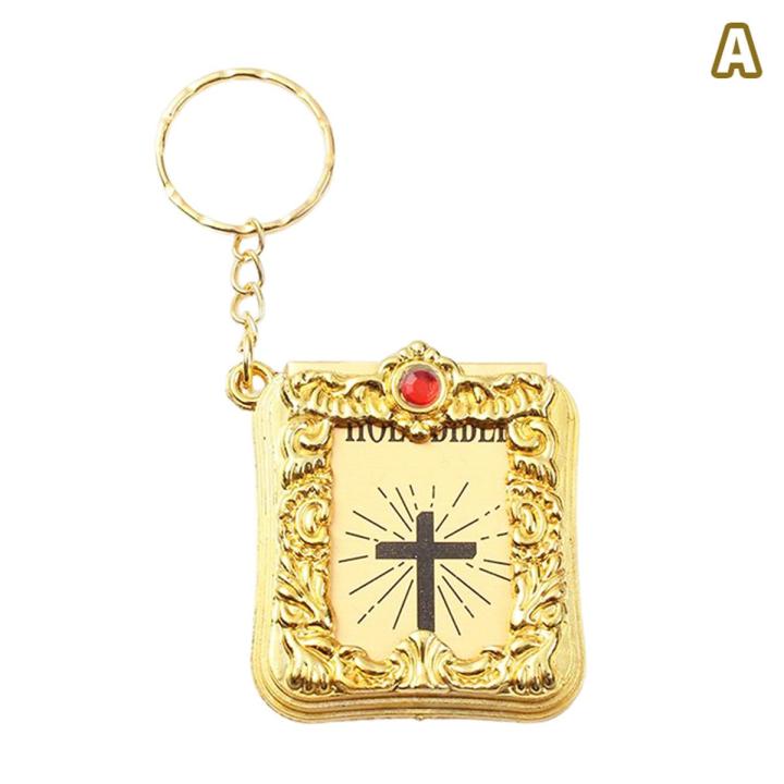English Mini HOLY Bible Keychain Religious Christian Cross Key Chain ...