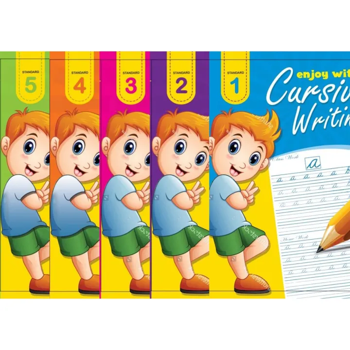 High Quality Premium English Cursive Writing Books 1 to 5 Standard for ...