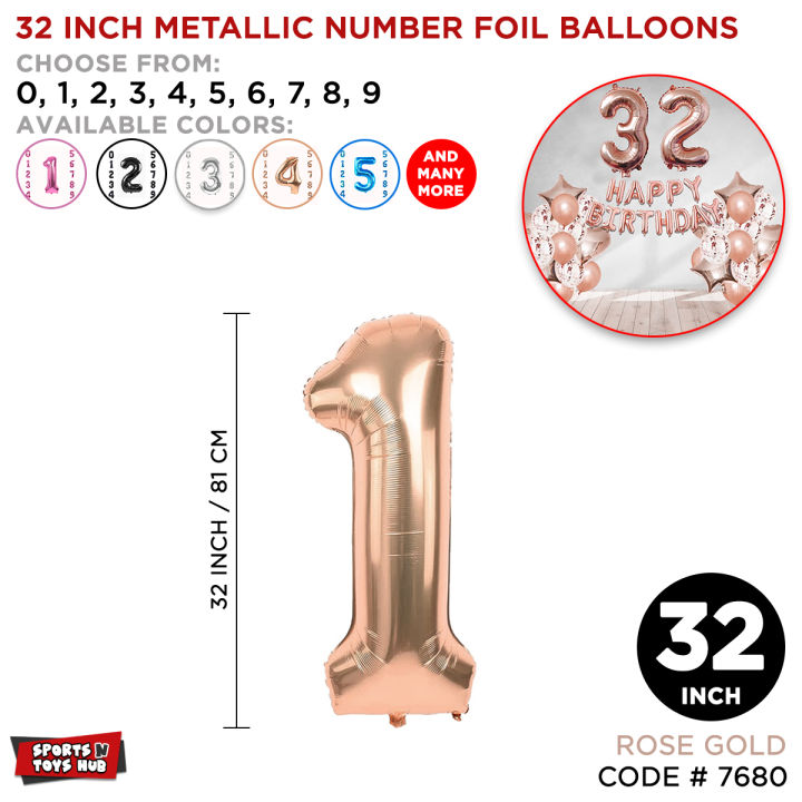 Number Foil Balloon 32" Inch Rose Gold Color Choose 0 1 2 3 4 5 6 7 8 9 ...