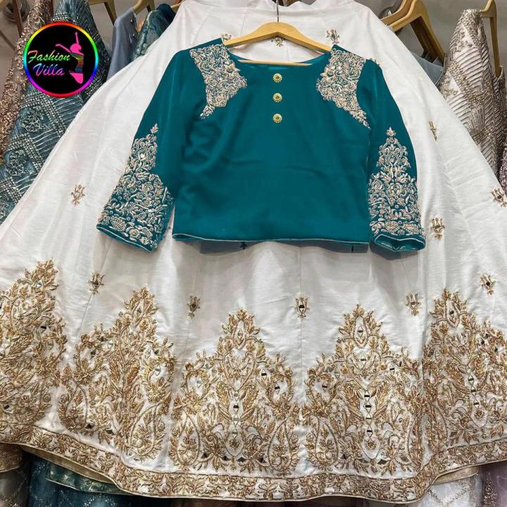 2Pcs Suit For Women/Designer 2pec Heavy Embroidered + Hand Work Lehnga ...