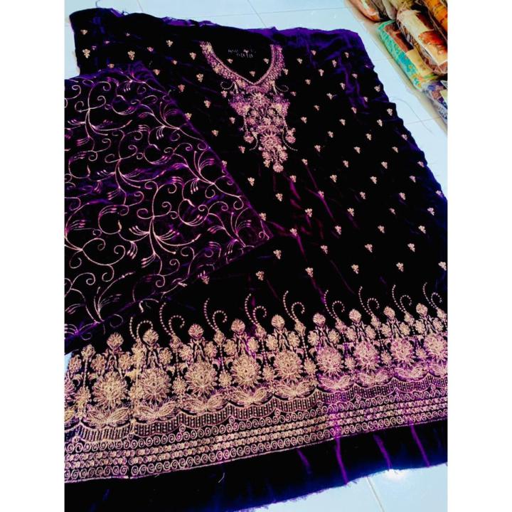 velvet shaneel bahmal embroidery | Daraz.pk