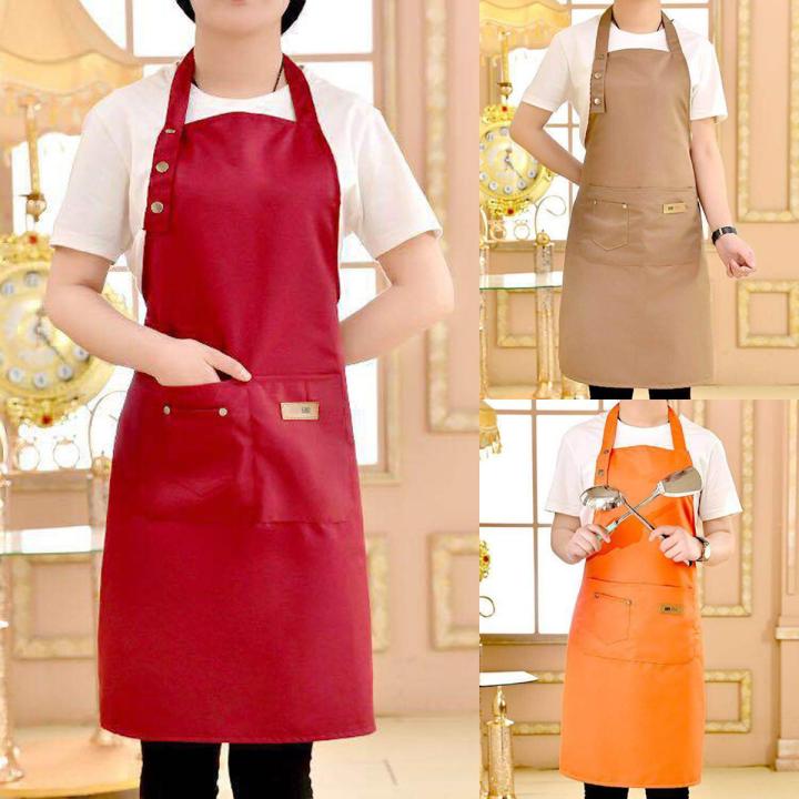 Apron with 2 Pockets Adjustable Bib Adjustable Neck Strap with Long ...