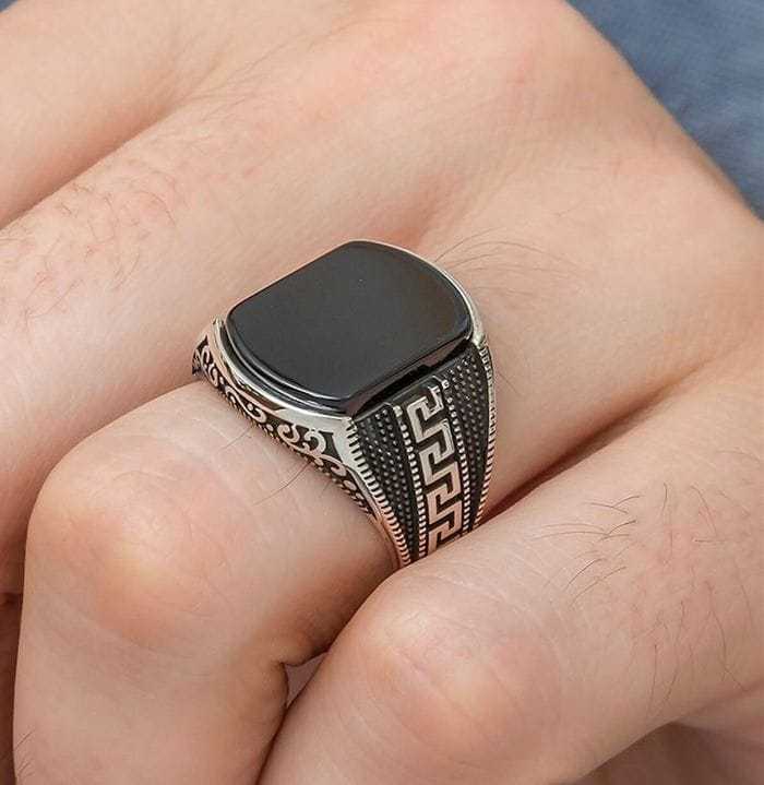 Royal Turkish Italian Ring – Bold Black Stone Design for Men & Boys ...
