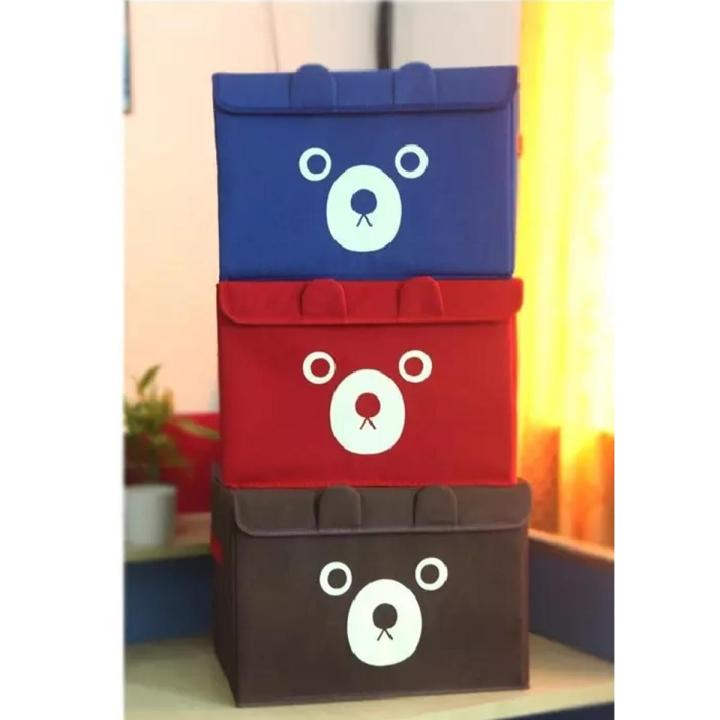 Pack of 3 Cartoon Folding Storage Bins Quilt Basket Kid Toys Organizer ...