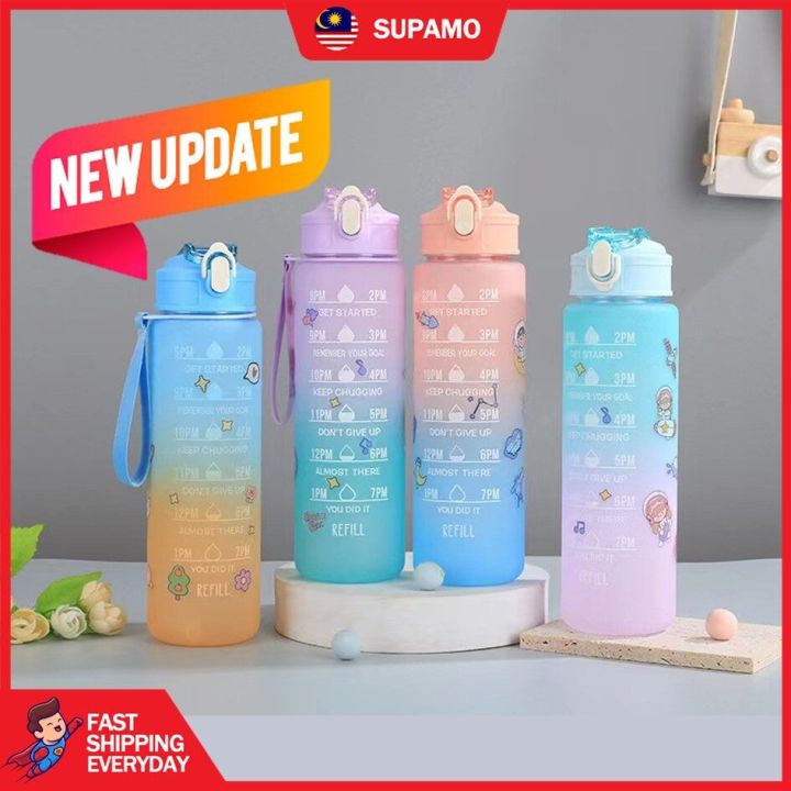 SUPAMO 900ml Water Bottle With Straw Plastic Bottle Water Travel Bottle ...