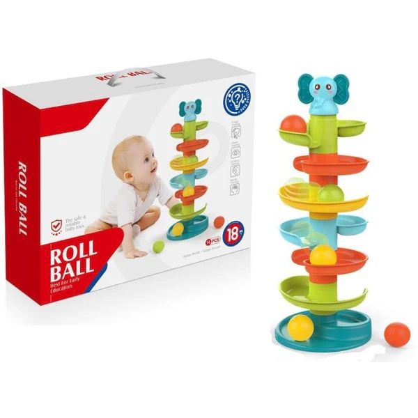 Roll Ball Baby Play Tower Toy – 5 Tier Colorful Stacking & Rolling Ball ...