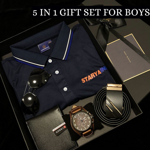 5 in 1 gift Hamper for men with boys - shirt - watch - belt - purse ...